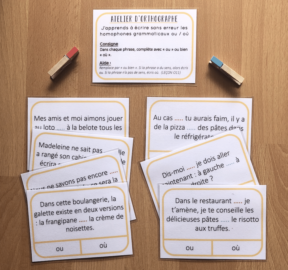 Ateliers autonomes – Orthographe – les homophones grammaticaux (2)