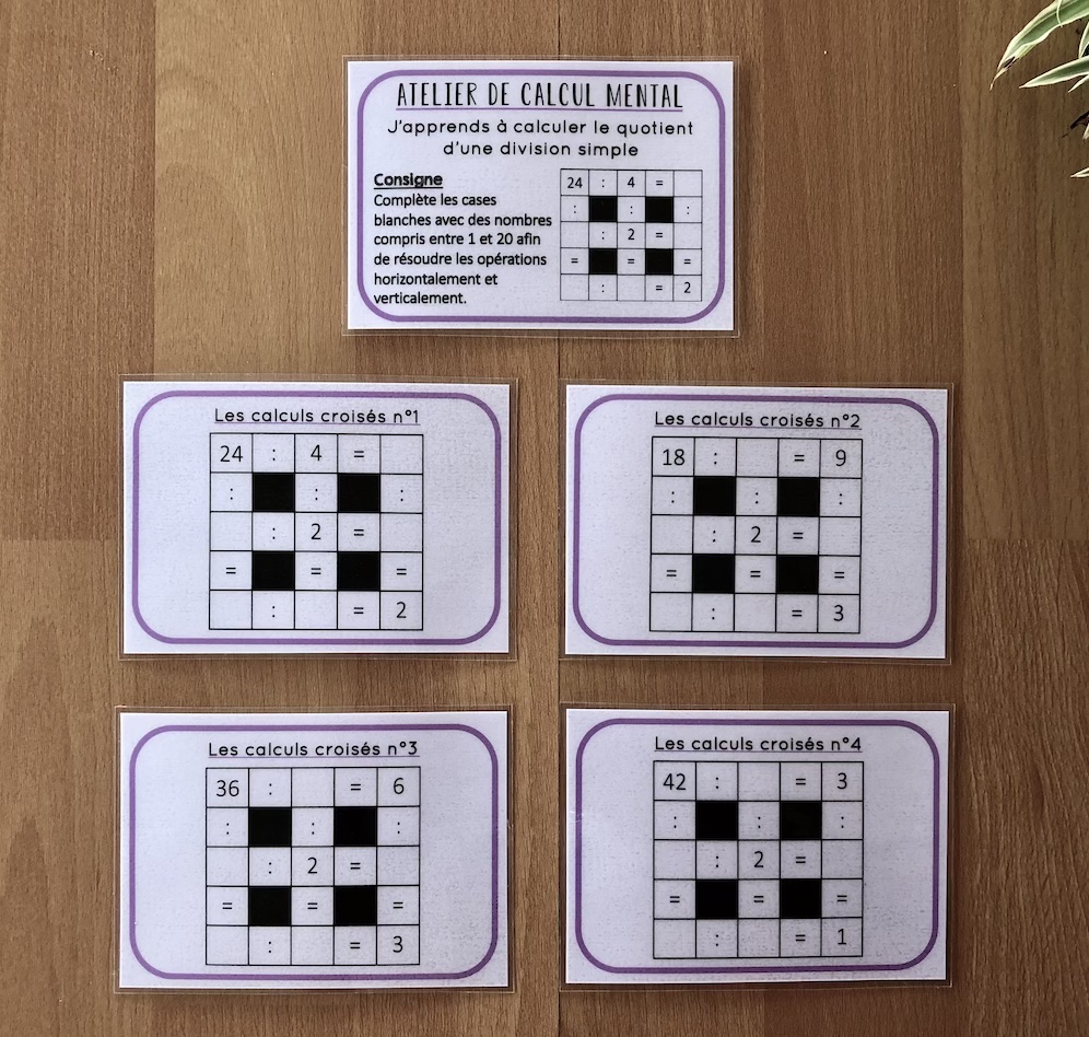 Ateliers autonomes – Calcul mental – période 3