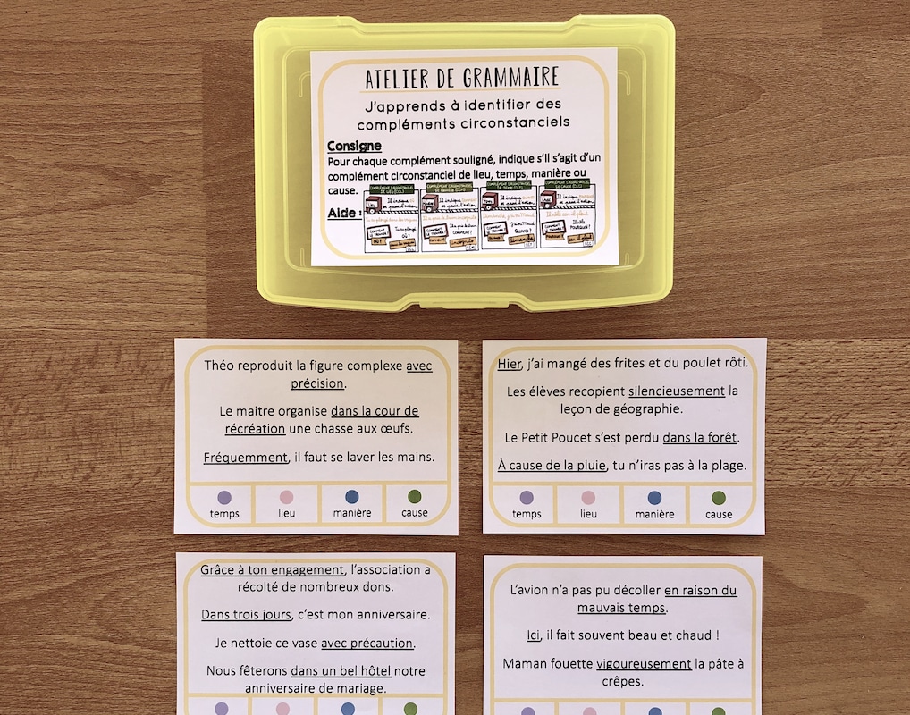 Ateliers autonomes – Grammaire – les compléments circonstanciels