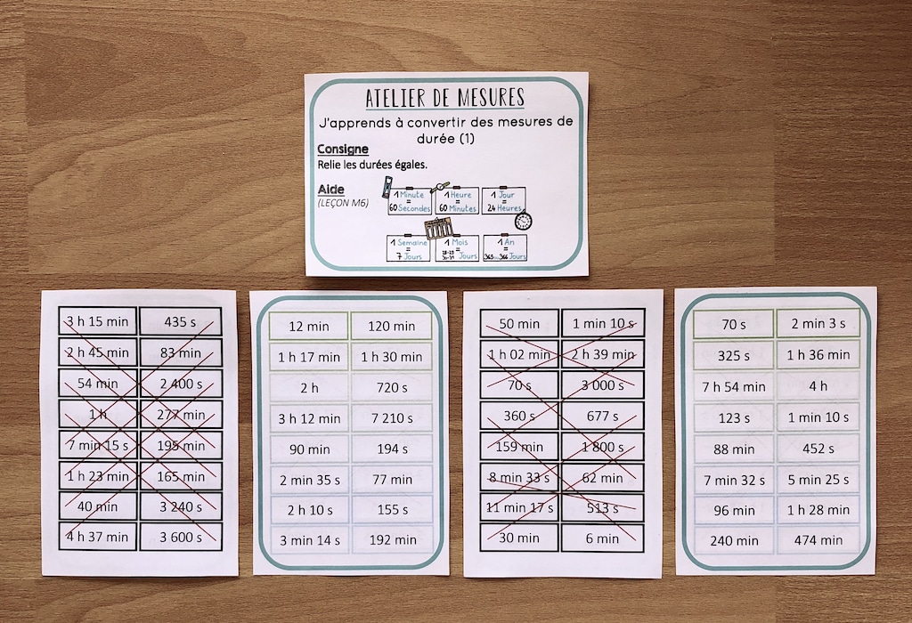 Ateliers autonomes – Mesures – les durées