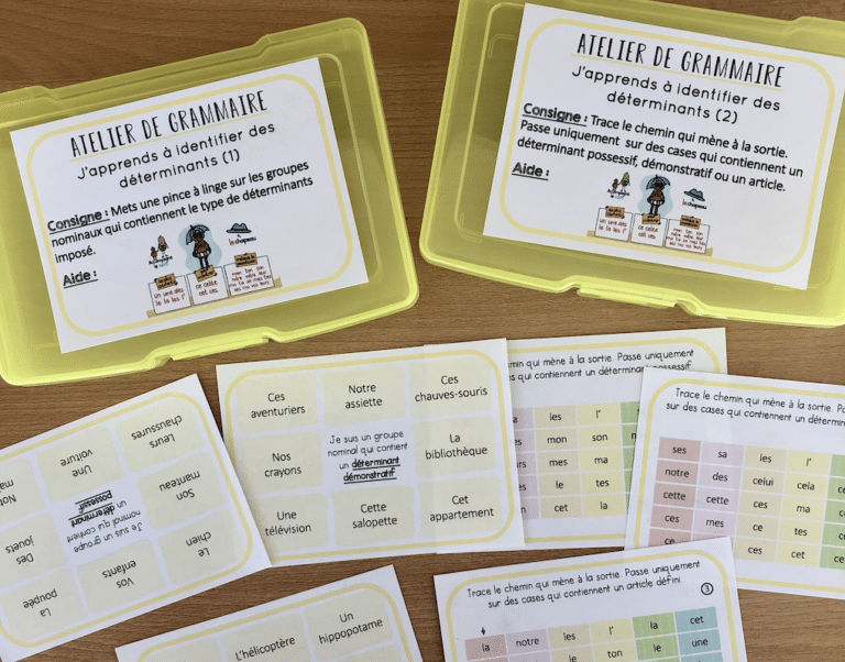 Ateliers autonomes – Grammaire – les déterminants