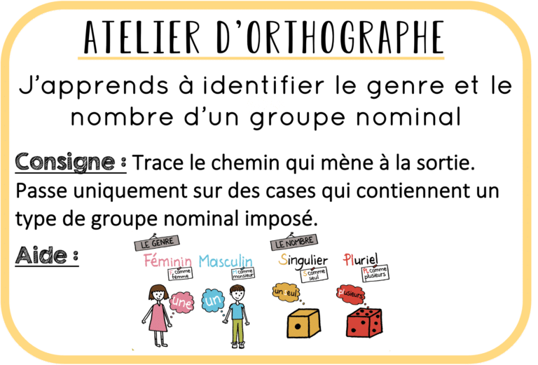 Ateliers autonomes – Orthographe – le genre et le nombre des noms