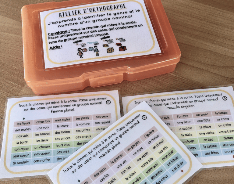 Ateliers autonomes – Orthographe – le genre et le nombre des noms