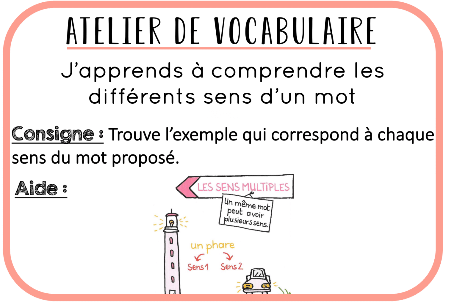 Ateliers autonomes – Vocabulaire – le dictionnaire et les différents ...