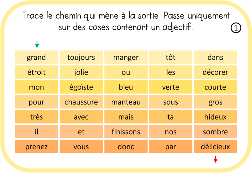 Ateliers autonomes – Grammaire – les adjectifs