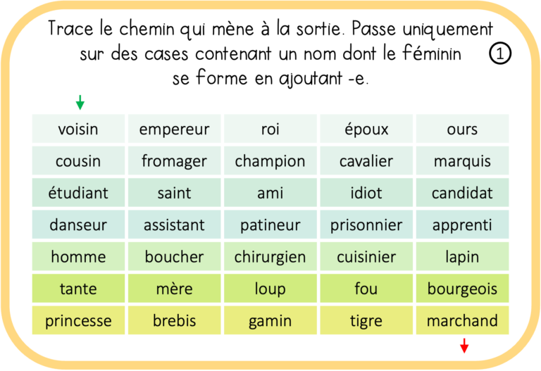 Ateliers autonomes – orthographe – le féminin et le pluriel des noms