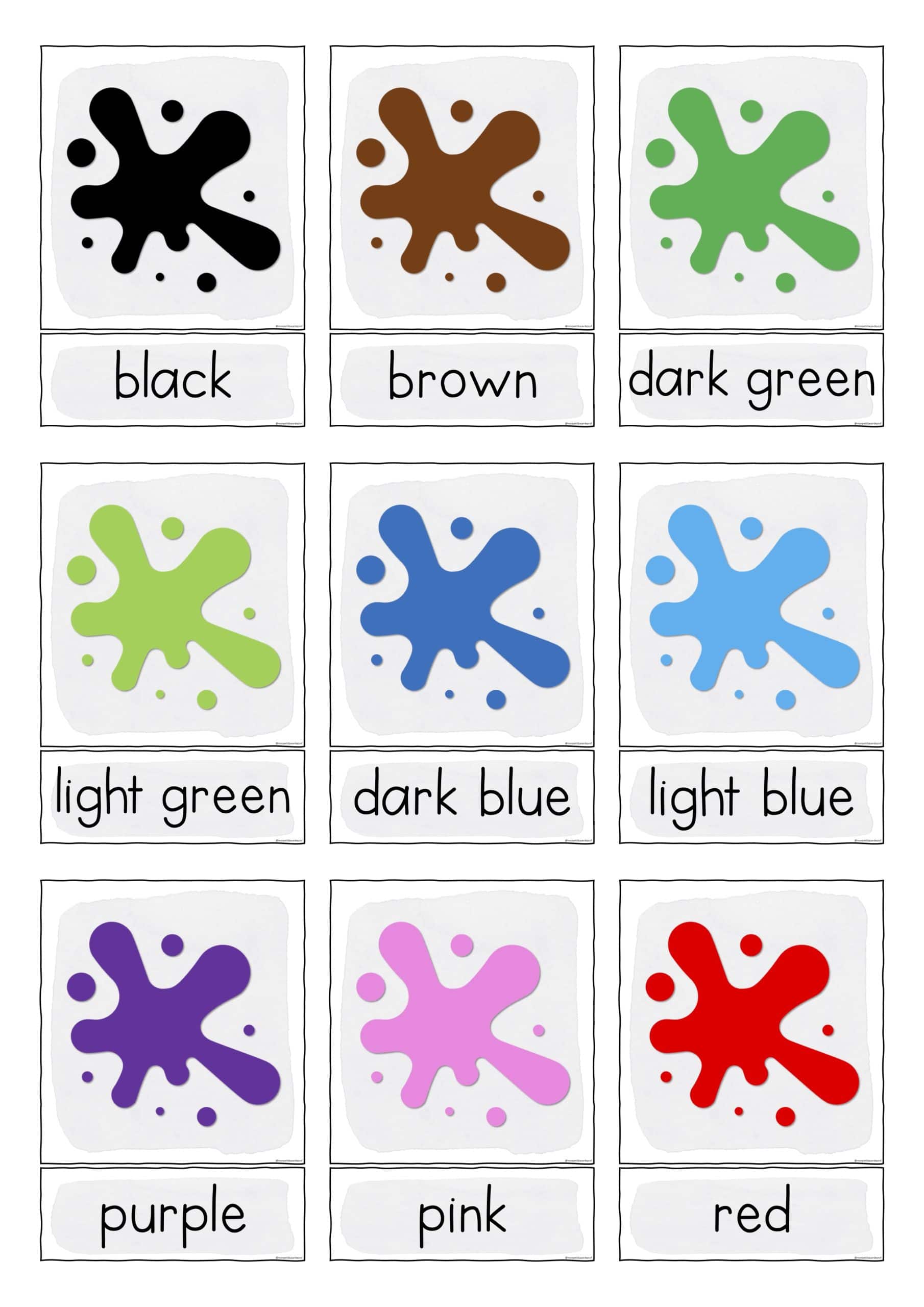 Flashcards – Anglais – School subjects, colours, school supplies