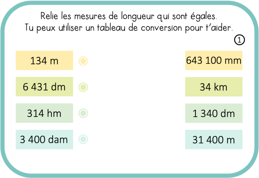Ateliers autonomes – Mesures – les longueurs