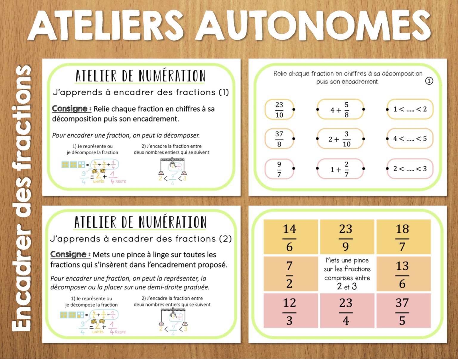 Ateliers autonomes – Numération – Encadrer des fractions