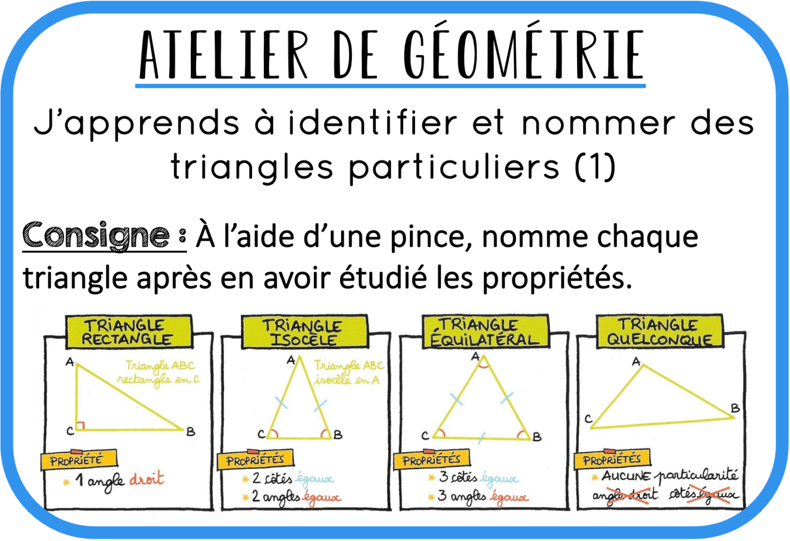 Ateliers autonomes – Géométrie – les triangles