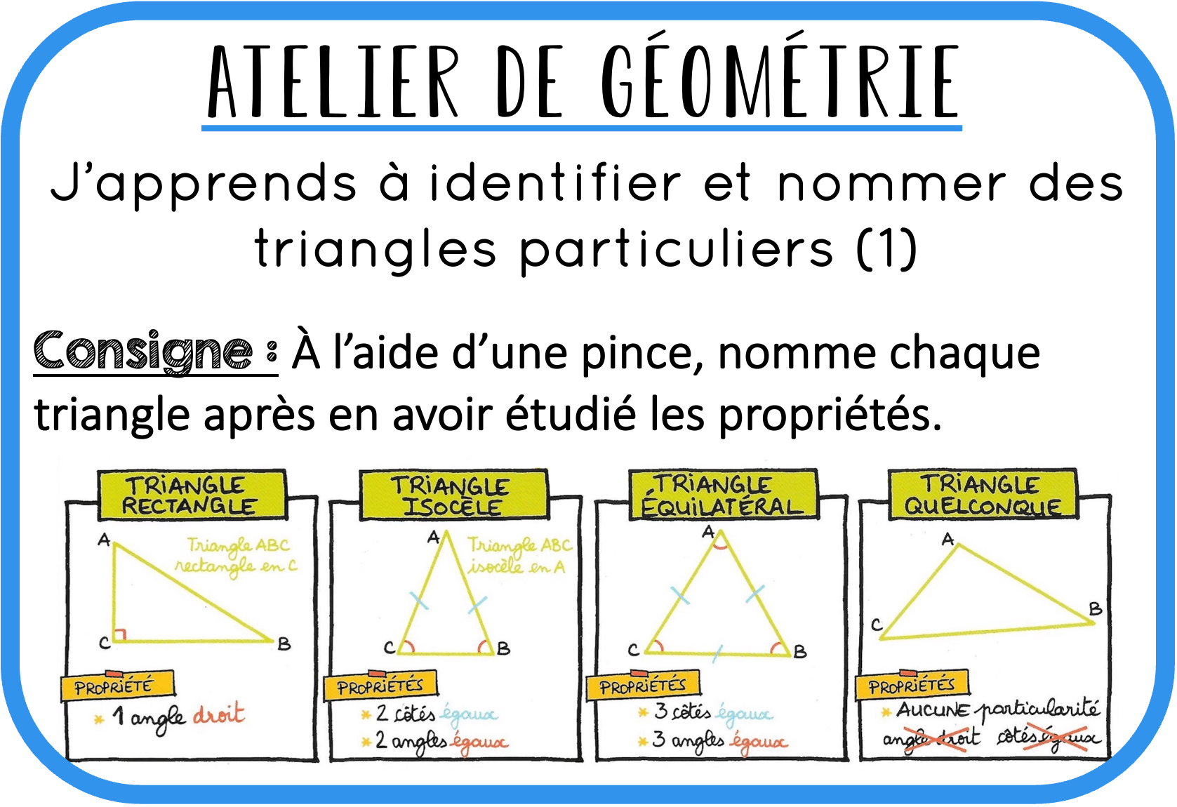 Ateliers autonomes – Géométrie – les triangles