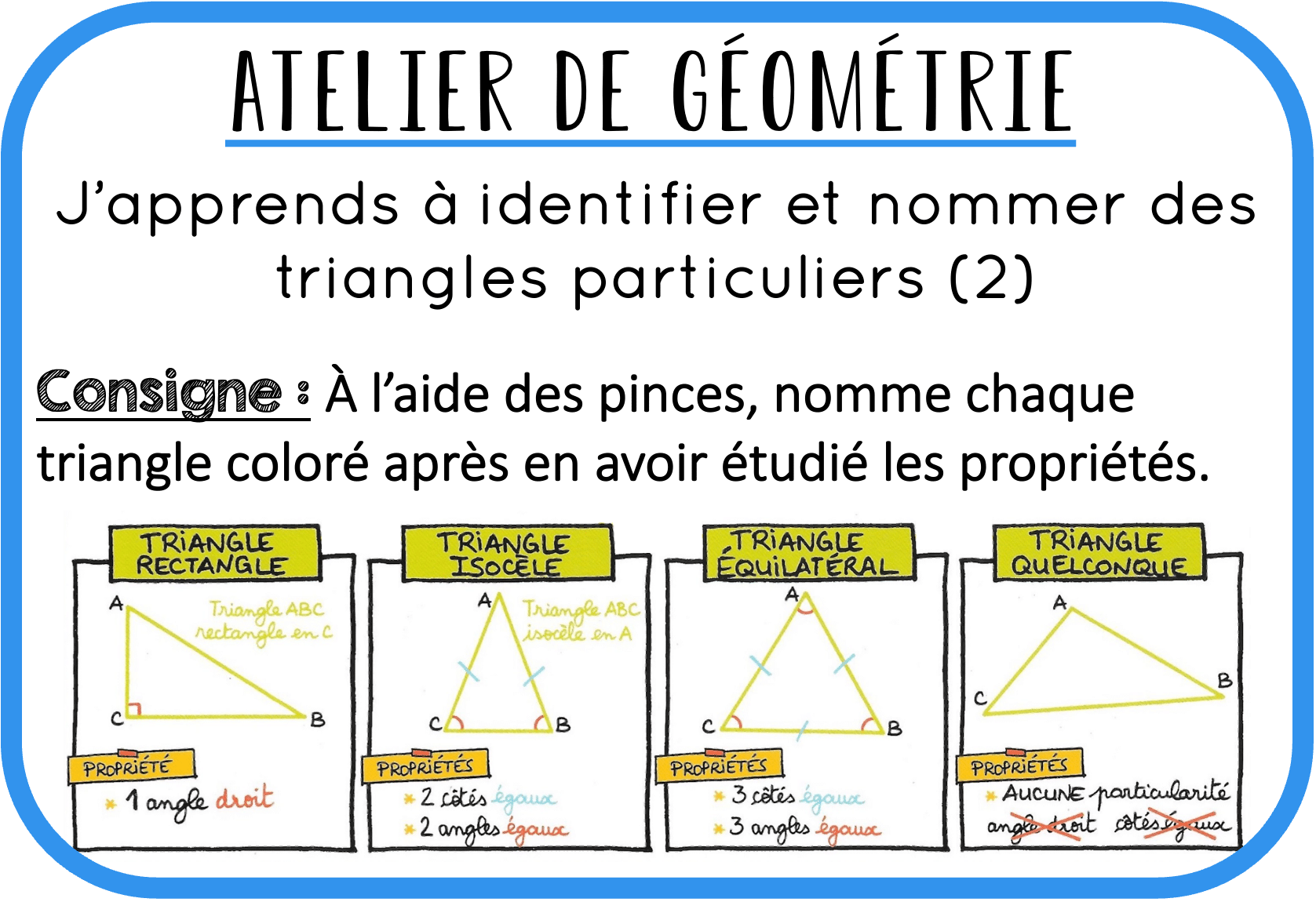Ateliers autonomes – Géométrie – les triangles