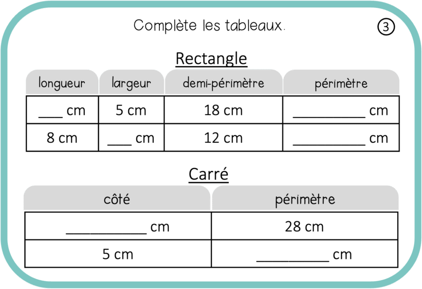 Ateliers autonomes – Mesures – les périmètres