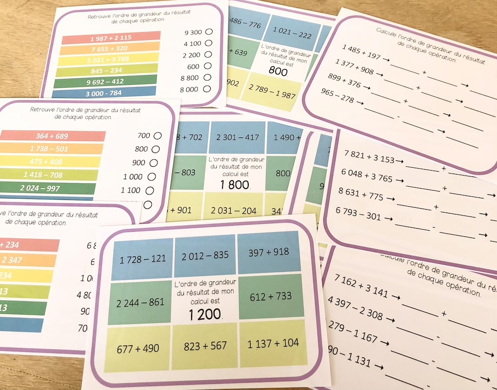 Ateliers autonomes – Calcul – les additions et les soustractions