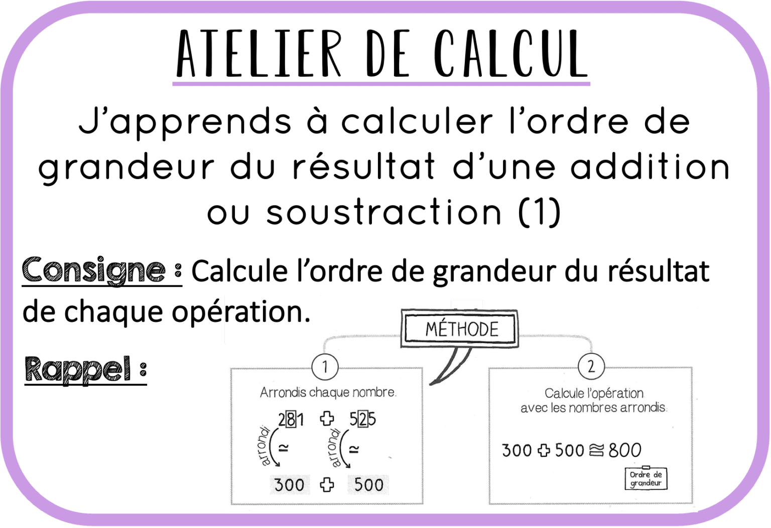 Ateliers autonomes – Calcul – les additions et les soustractions