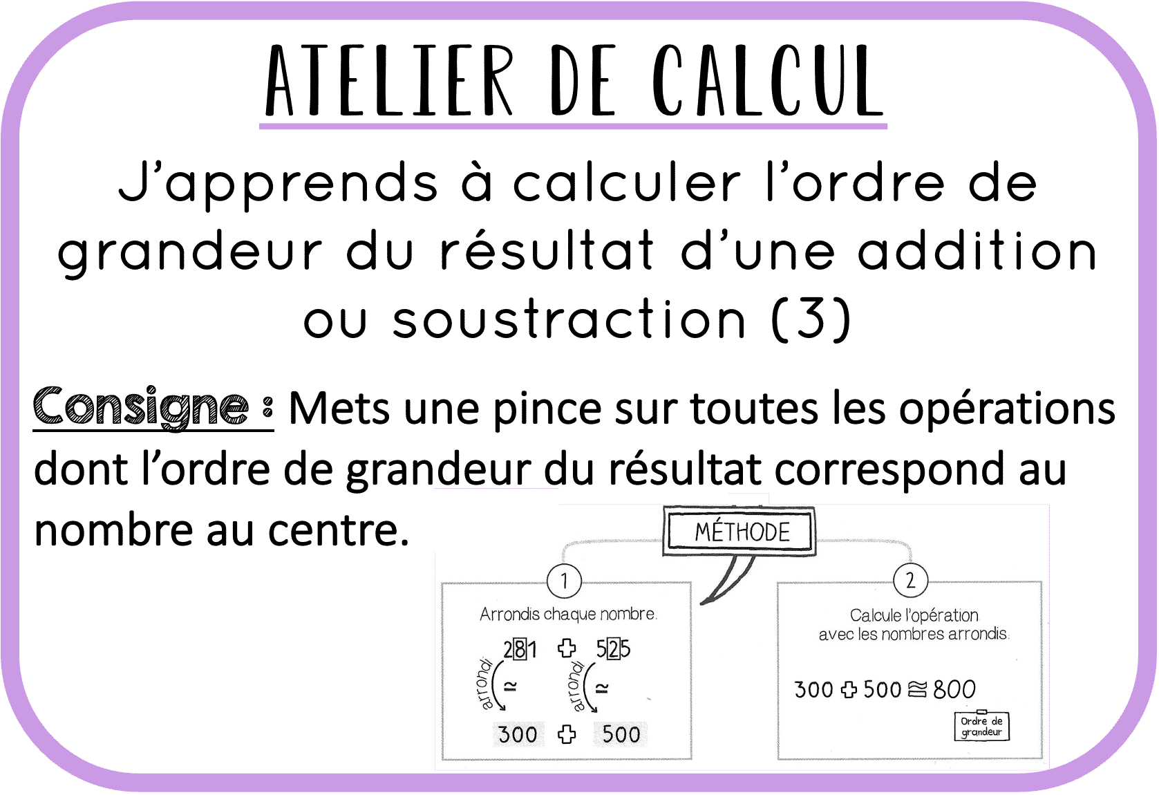 Ateliers autonomes – Calcul – les additions et les soustractions