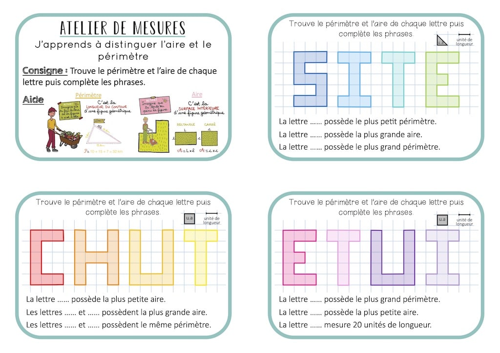 Ateliers autonomes – mesures – les aires