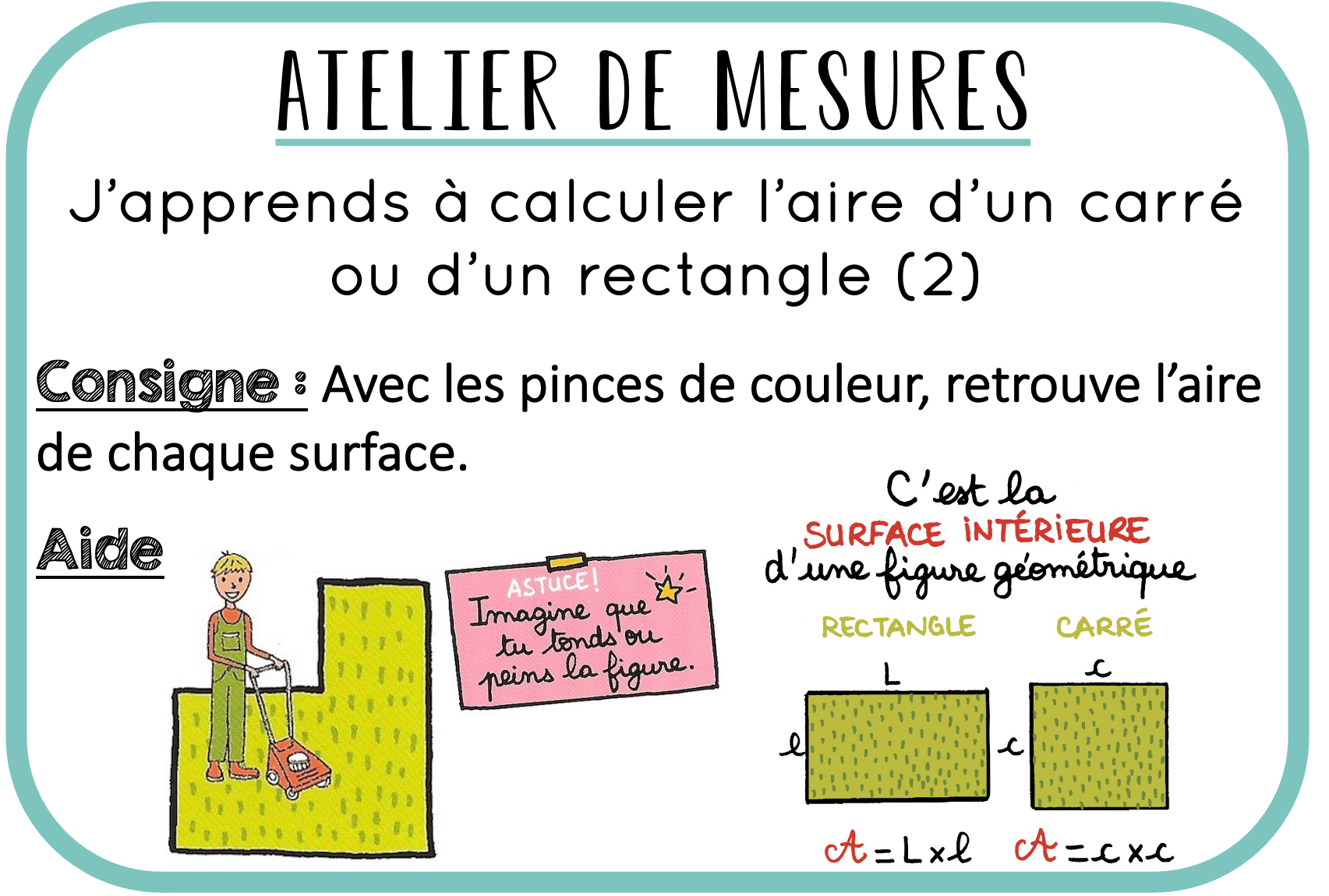 Ateliers autonomes – mesures – les aires