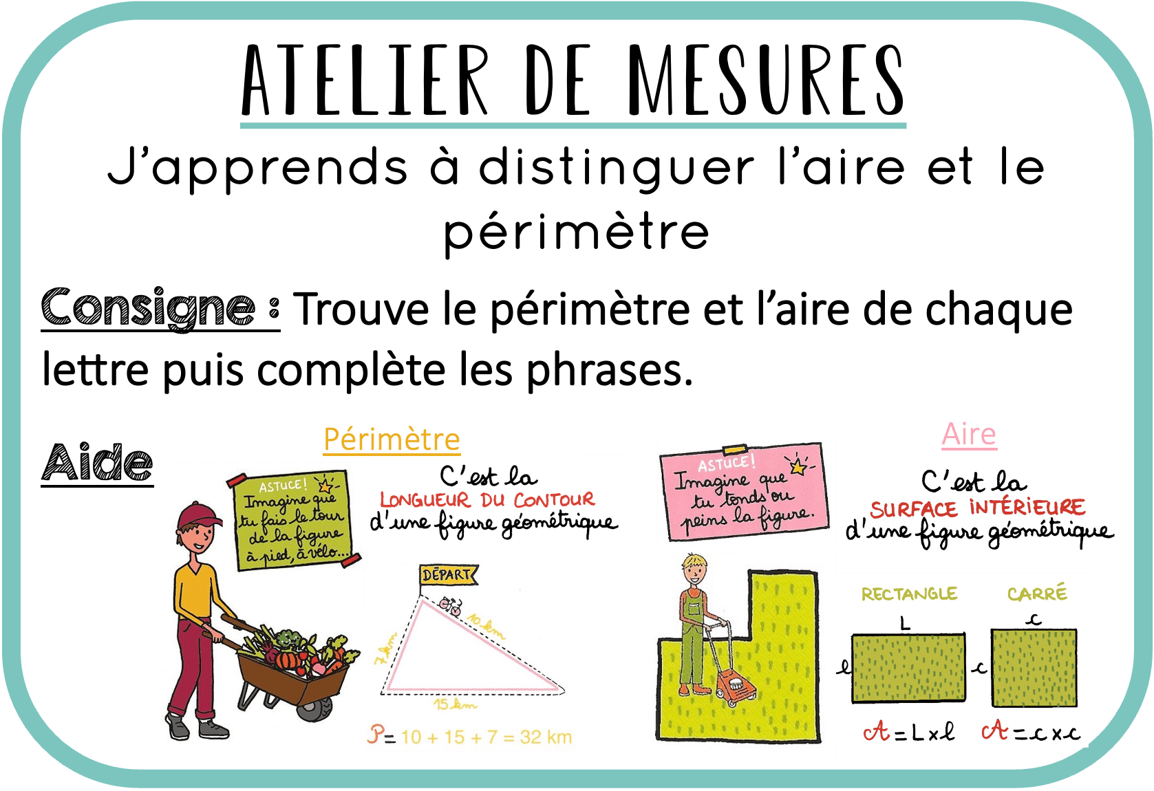 Ateliers autonomes – mesures – les aires