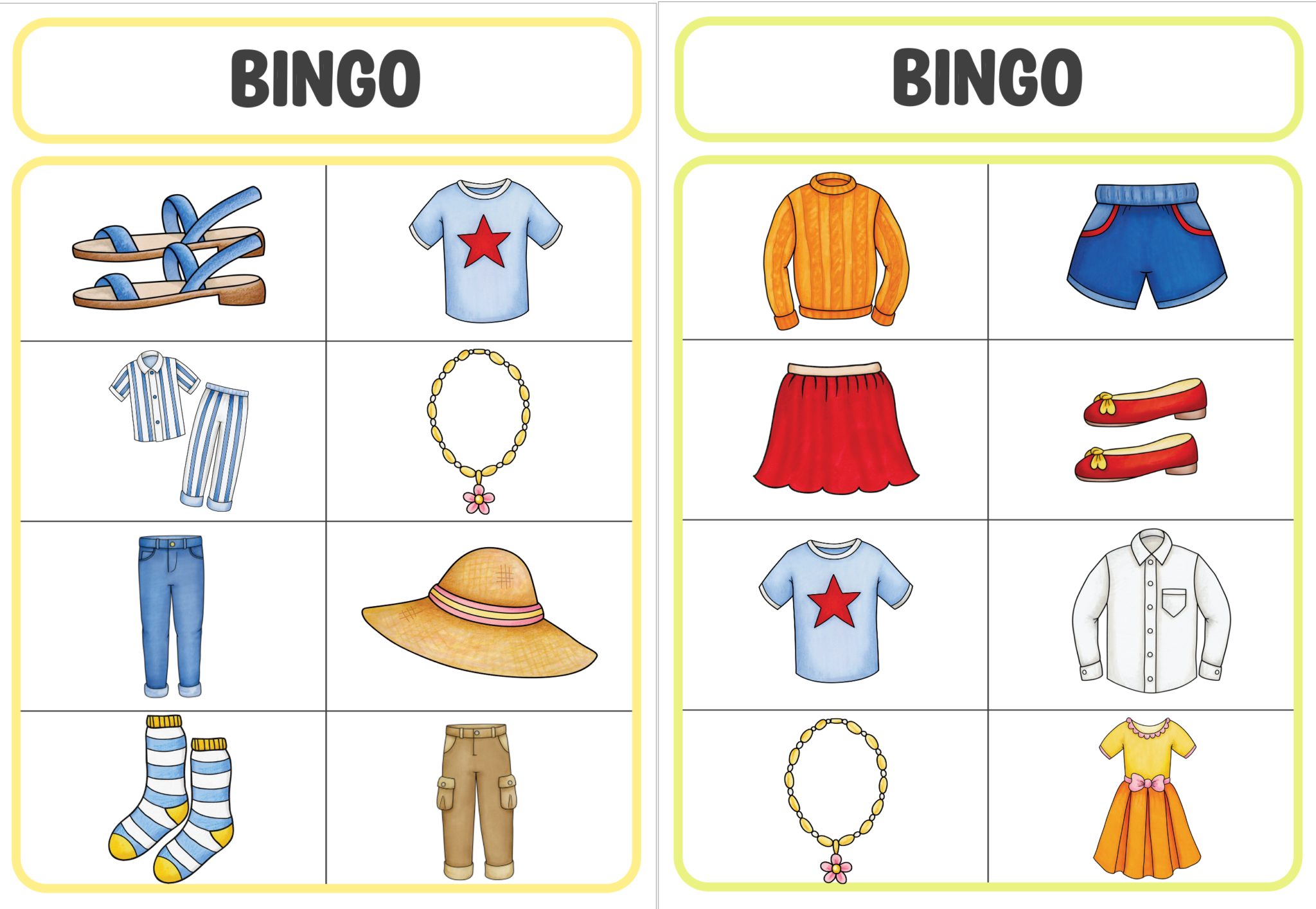 Supports pour enseigner l’anglais – Clothes