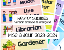 Les responsabilités/métiers de la classe – versions anglaise et française
