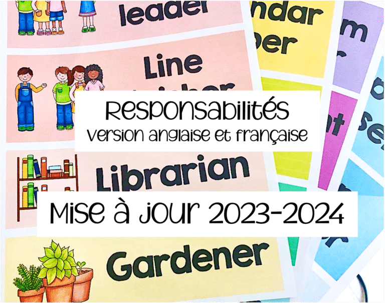 Les responsabilités/métiers de la classe – versions anglaise et française
