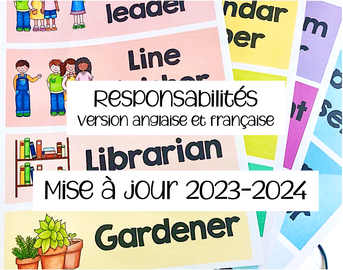 Les responsabilités/métiers de la classe – versions anglaise et française