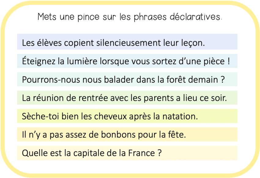Ateliers autonomes – Grammaire – Les types de phrases